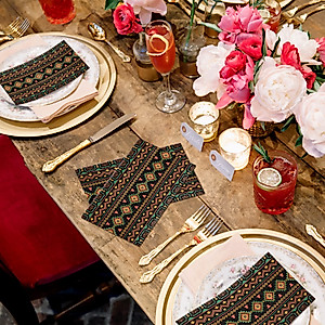 Kosiz 200 Pieces Disposable African Hand Towels African Guest Paper Towels Vintage Pattern Guests Paper Napkins Decorative Napkins for Bathroom Kitchen Room Birthday Graduation Holiday Party