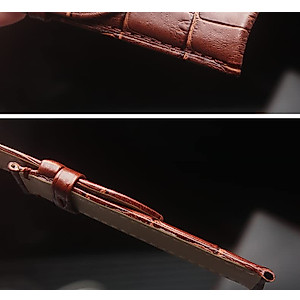 Replacement leather watch strap for IWC Portuguese curved men's watch belt Portuguese meter 7 pilot leather bracelet 22mm (22mm,Blue)