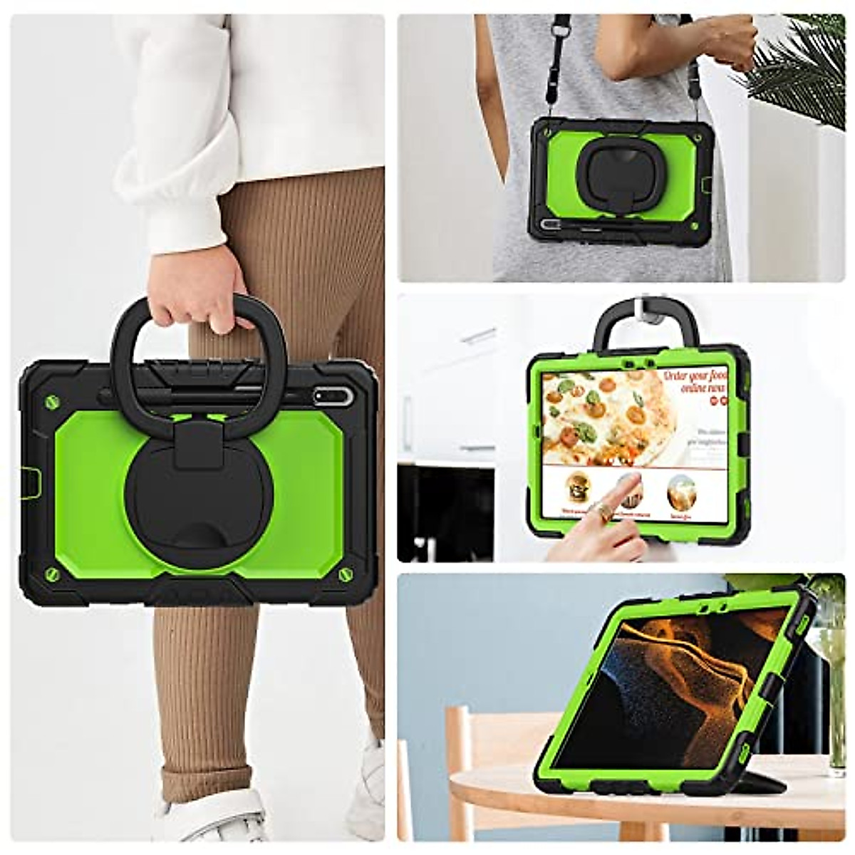 Tablet PC Case Heavy Duty Shockproof TPU Case Compatible with Samsung Galaxy Tab S7 11 inch T870/T875 (2020)/Tab S8 X700/X706 (2022) Kids Case,360 Degree Rotating Handle Stand Bracket W Screen Protect