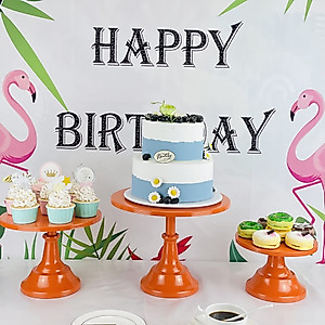 KERYNICE 3 Piece Orange Cake Stands Set Metal Cupcake Pedestal Table Dessert Display Stand with Tall Base Decoration Serving Platter for Baby Shower Wedding Birthday Parties Celebration