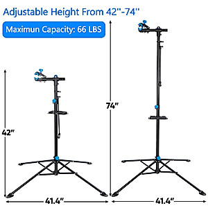 ZENY Adjustable Bike Repair Stand, Shop Home Bicycle Mechanic Maintenance Rack 66 lbs, Portable Quick Release Bicycle Maintenance Workstand