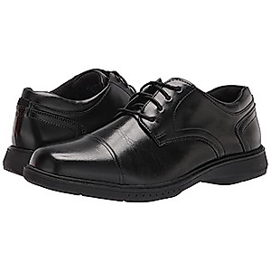 Nunn Bush Men's PRO Cap Toe Oxford with KORE Slip Resistant Comfort Technology, Black, 10.5 X-Wide