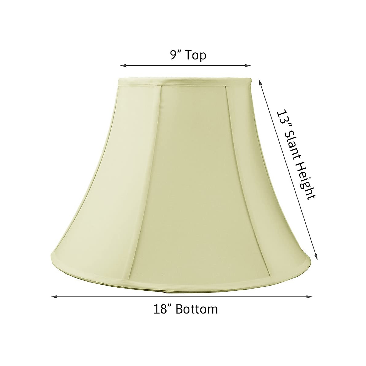 9x18x13.5 Egg Shell Shantung Bell Lampshade with Brass Spider Fitter - Perfect for Table and Floor Lamps - Large, Egg Shell