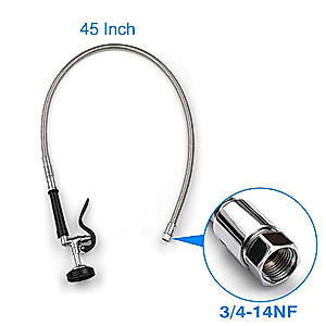 MSTJRY Spray Valve with 45" Pre Rinse Hose, Pre Rinse Sprayer with Flexible Stainless Steel Hose Assembly for Commercial Kitchen Faucets