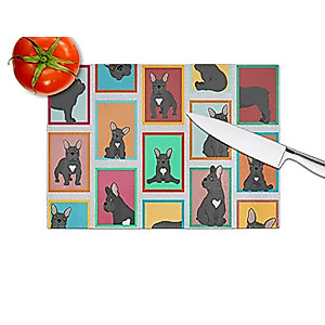 Caroline's Treasures MLM1088LCB Lots of Black French Bulldog Glass Cutting Board Large Decorative Tempered Glass Kitchen Cutting and Serving Board Large Size Chopping Board