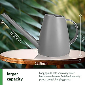 Decwxon Watering Can for Indoor Plants Garden Flower, Modern Outdoor Plants Small Watering Can,Detachable Long Spout Water can 1.8L 60oz 1/2 Gallon (Grey)