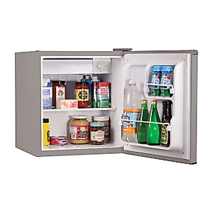 BLACK+DECKER BCRK17V Compact Refrigerator Energy Star Single Door Mini Fridge with Freezer, 1.7 Cubic Ft., VCM, Silver & EM720CB7 Digital Microwave Oven with Turntable Push-Button Door, Child Safety