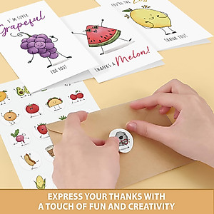 20 Funny Thank You Cards (4"x6") with 20 Envelopes & Stickers, Funny Encouragement Greeting Congratulations Cute Cards for Bestie Friend Teacher, Cartoon Cute Thank You Cards for All Occasions