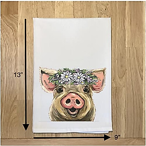 Pig Tea Towel - Pig Flour Sack Towel - Farmhouse Kitchen Decor - Pig Lover Gifts - Pig Gifts For Mom - Pig Lover Gifts - Handmade Daisy Farm Decor