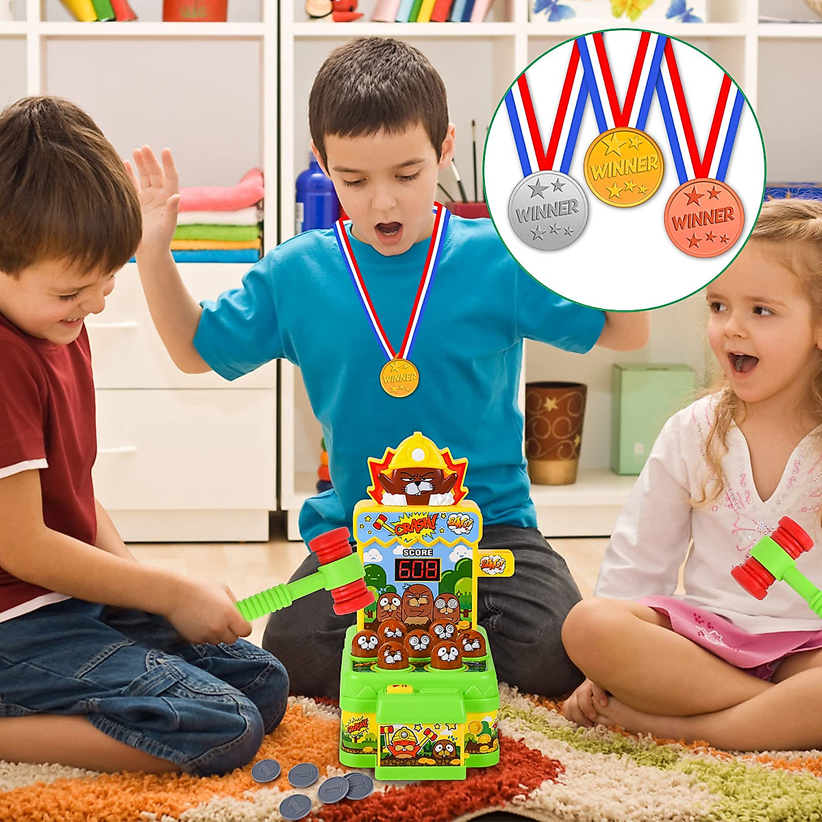 MIXHOMIC Arcade Game Toys for 3 Year Old, Whack A Mole Game, Early Developmental Toy, Mini Electronic Arcade Game Toy, Interactive Pounding Toy, Whack Game Mole Gift Idea for 3-8 Years Old Boys Girls