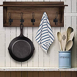 Matching Wall Mounted Coat Hooks Set - Beautiful Entryway Shelf and Coat Rack with Hooks, 24" | Solid Pine Wood | Perfect Touch for Your Bathroom, Kitchen, Mudroom | Rustic Brown