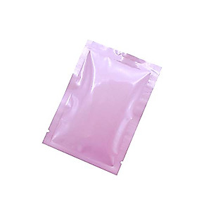 100PCS Glossy Light Pink Metallic Mylar Foil Open Top Sample Bags 5x8cm (1.9x3.1")