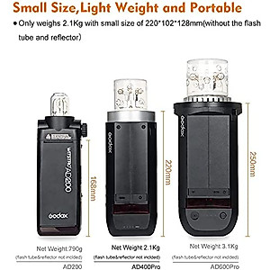 Godox AD400Pro All-in-One Outdoor Flash Strobe, 400W 2.4G TTL Portable Speedlite with Rechargeable Battery and Bowens Mount and Godox Mount