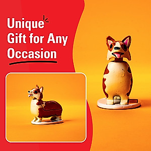 Kikkerland Solar Powered Corgi Dog Figurine: Fun Animal Decor for Home & Kitchen, Office Desk, Garden, Car – Great Novelty Toy Statue, Display Shelf Collectible, Holiday & Birthday Gift