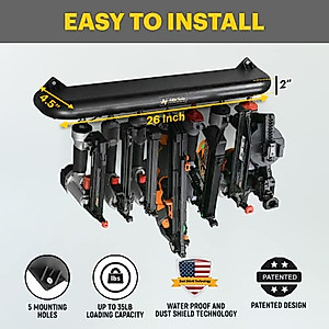 AT Universal Air Tools Holder with 7 Slots - Alitis Heavy Duty Garage Power Tool Organizer Wall Mount Plastic Cordless Power Tool Organizer and Storag