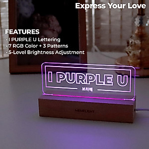 MEMELIGHT BTS Night Light - Kpop Merchandise - Adjustable Brightness - Meaningful Gift for BTS fans - Kpop Collectibles for ARMY 8.29" x 4.21" x 1.69", 0.5 Pounds