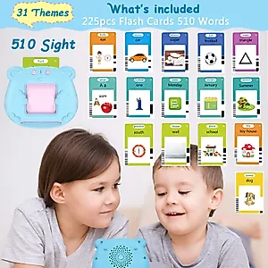 Talking Flash Cards Educational Toys for 1-6 Years Old Boys Girls, Toddlers Learning Toys Electronic Interactive Toys, Preschool Montessori Toys Christmas Birthday Gift(510 Words New Blue)