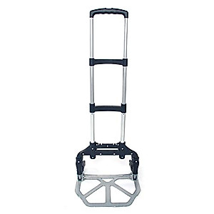 Portable Folding Hand Cart, Aluminum Hand Truck, Push Truck Trolley 165lbs Capacity Lightweight Dolly Collapsible Trolley Luggage for Office Home Travel Use (Black)