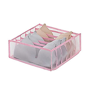 [US Warehouse] Farinull Drawer Underwear Organizer Dividers, Nylon Foldable Wardrobe Organizers and Storage Boxes for Lingerie, Bra, Socks, Underwear, Ties, Scarves, 3 Styles (3pcs-Pink)