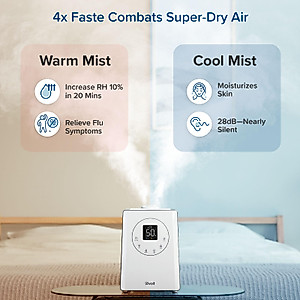 LEVOIT LV600S Humidifiers for Bedroom Large Room Home, 6L Warm and Cool Mist Top Fill Ultrasonic Air Vaporizer, Smart App & Voice Control, Quickly Humidify Whole House up to 753 sq.ft, Sleep Mode