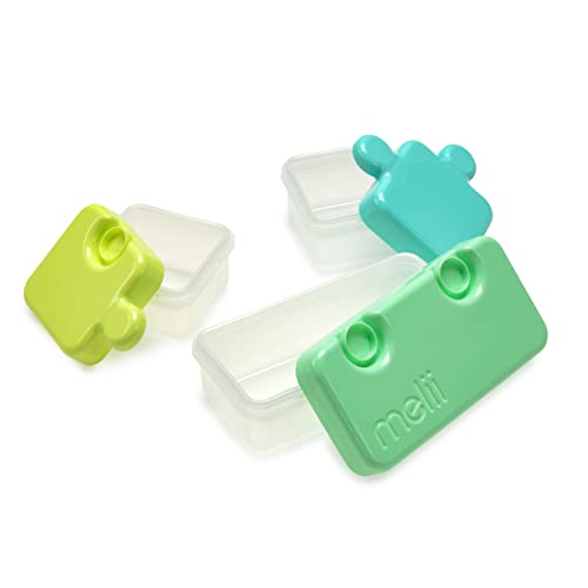 melii Puzzle Bento Box, Lunch and Snack Container for Toddlers and Kids (Blue, Mint & Lime)
