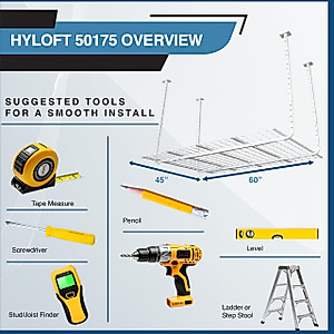 HyLoft 50175-10 60-Inch by 45-Inch Pro Ceiling Mount Shelf, White