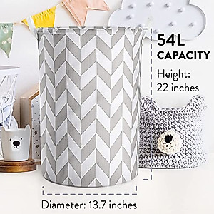 GLAMPERS Laundry Hamper 43/46/54L | Large Laundry Baskets with Sturdy Handles | Collapsible Kids Hamper for Dirty Clothes, Toys | Large, Gray Wave2