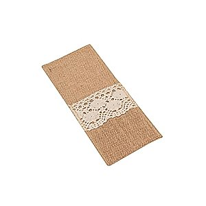Jucos Burlap Cutlery Silverware Holders Utensil Pouch Knifes Forks Bag for Vintage Natural Farmhouse Wedding Gift (20 pcs in a set)
