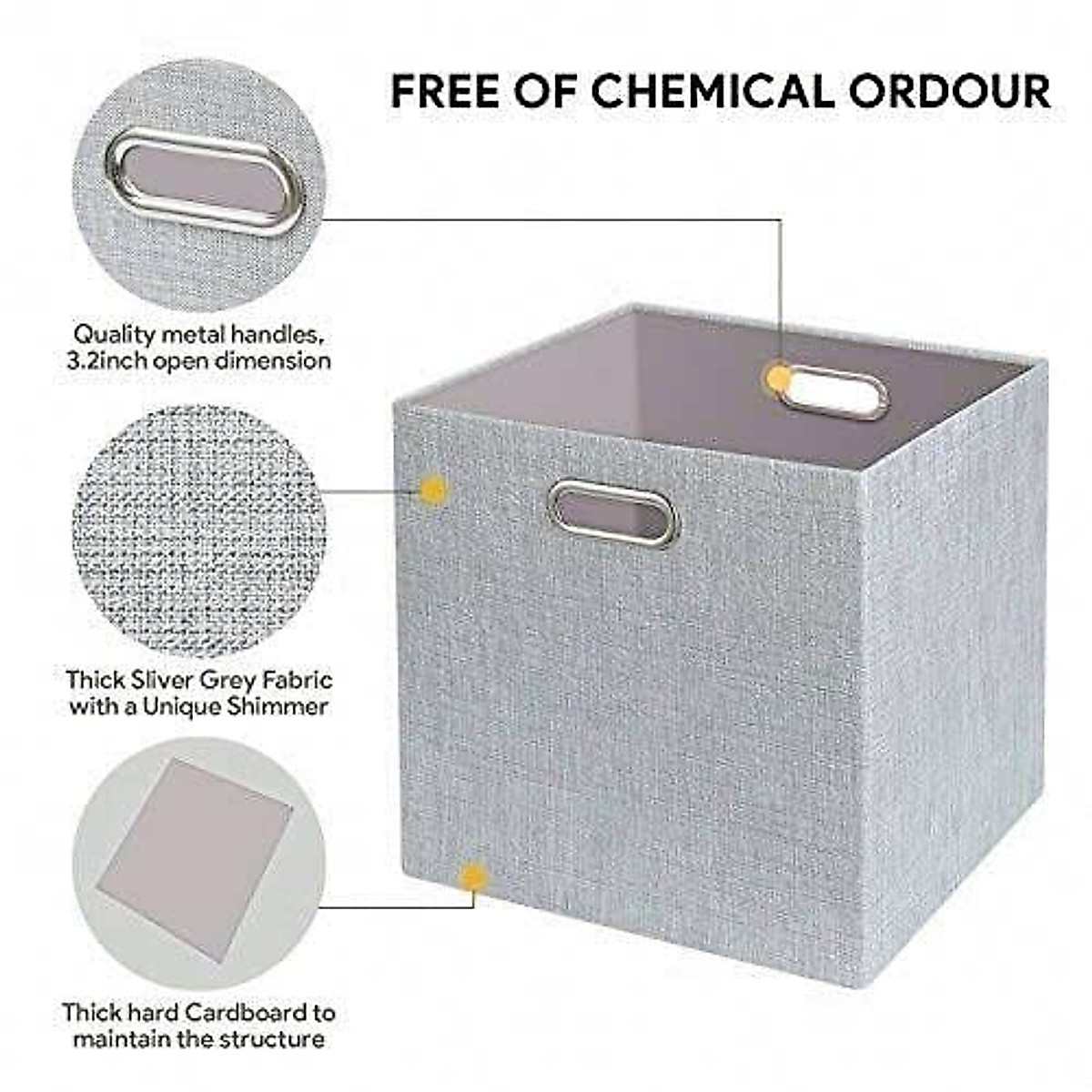 Posprica 3X Thicker Fabric Storage Cubes, 6 Pack 13 inch Collapsible Storage Bins for Organization, Cubby Storage Baskets for Organizing Shelf Cabinet Bookcase Boxes, Sliver Grey
