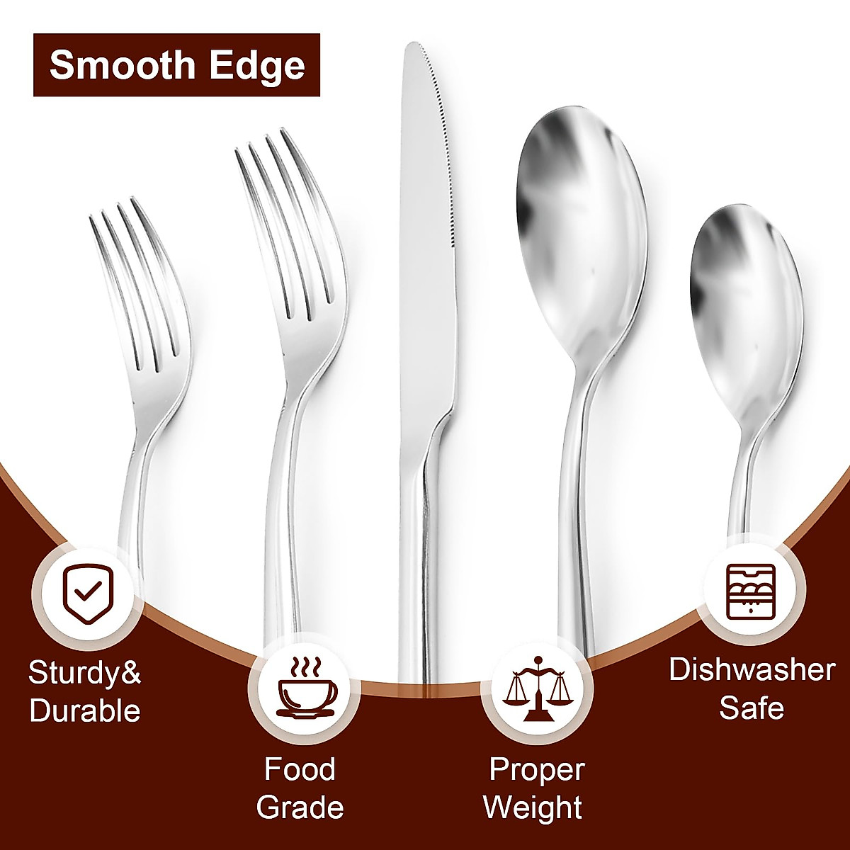 QUEARI Wave 20-Piece Silverware Set, Forged Stainless Steel Flatware Set, Cutlery Set Mirror Polished, Dishwasher Safe, Service for 4