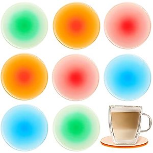 8 Pieces Colorful Acrylic Coaster 3.9 Inches Cute Coasters Round Heat Resistant Holder Anti Slip Table Coasters Aesthetic Coasters for Coffee Table Home Decor Gift