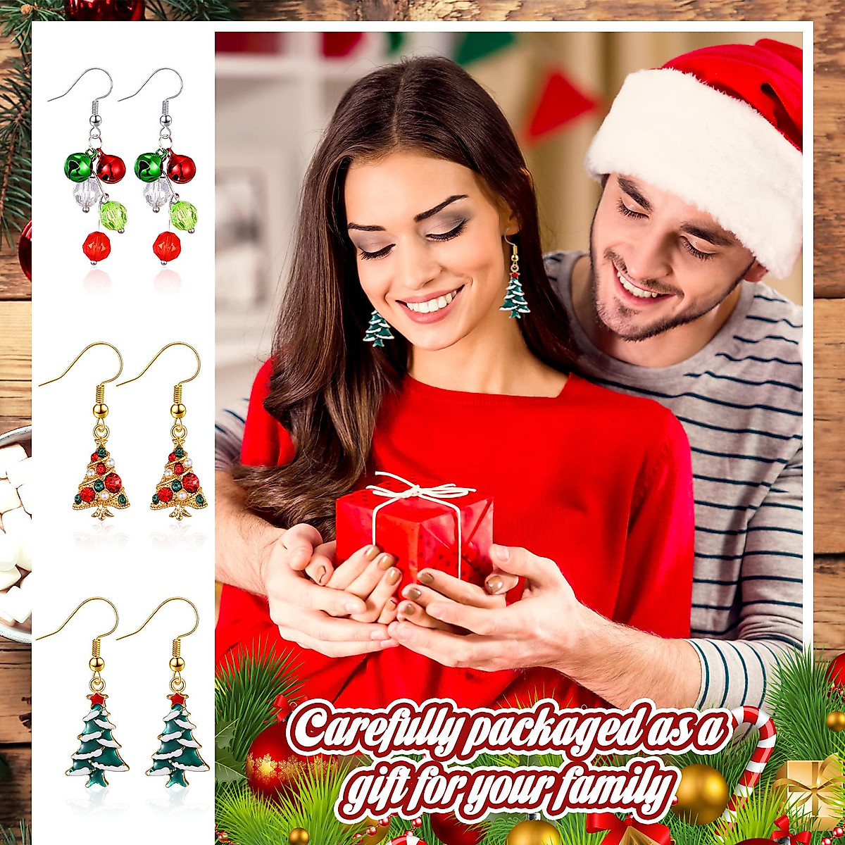 32 Pairs Christmas Earrings for Women Girls, Thanksgiving Xmas Holiday Jewelry Dangle Earrings Set, Christmas Tree Bow Snowman Candy Drop Earrings Xmas Earrings Gift for Girls (Classic Style)