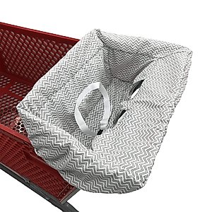 Portable Shopping Cart Cover, High Chair and Grocery Cart Covers for Babies, Kids, Infants & Toddlers, Attached Carry Bag (Gray Chevron)