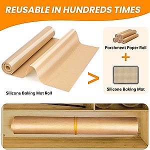 Silicone Baking Mat Roll - Best German Silicone - Heat Resistant Baking Macaron Bread Mat, Non-stick Pastry Mat, Reusable Dough Rolling Mat, Non Slip Countertop Protector Mat, Counter Mat, Oven Mat
