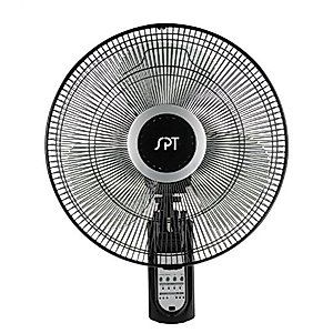 SPT SF-16W81A: 16″ Wall Mount Fan with Remote Control, black