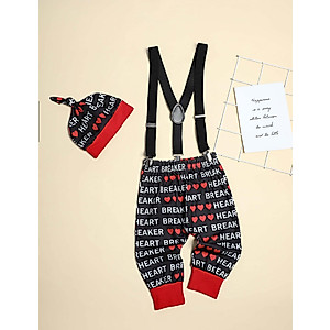 WIQI My First Valentine's Day Outfit Infant Baby Boy Spring Clothes Long Sleeve Romper and Love Heart Pants For 9-12 Months Baby Boys