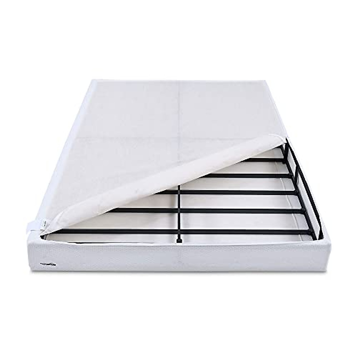 Amazon Basics Smart Box Spring Bed Base, 5 Inch Mattress Foundation, Tool-Free Easy Assembly, California King, White