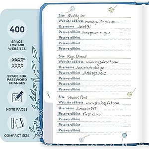 Boxclever Press Password Book. Never Forget a Password Again! Untitled Password Keeper Book to Keep Your Internet Details Safe. Password Book with Alphabetical Tabs for Home Or Office - 6 x 4.5''