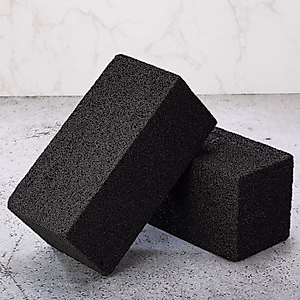 10 Pieces Commercial Grade Grill Cleaning Brick Bulk Heavy Duty Pumice Stone Brick Cleaning Grill Stone Reusable for Home Restaurant Griddles, Flat Top and BBQ Grates Outdoor Cleans(Black)