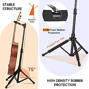 CAHAYA Guitar Stand Universal with Neck Holder Folding Tripod Floor Iron Stand for Acoustic Electric Classical Bass Guitars CY0265