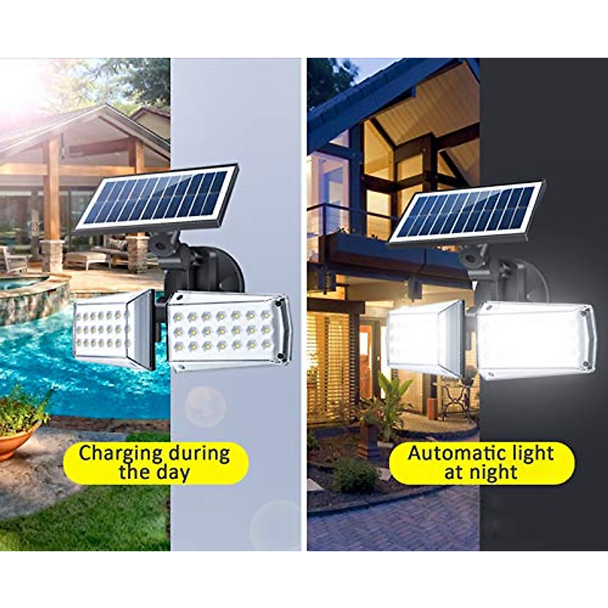 DUTUI Dual-Head Rotating Waterproof Solar Wall Lamp, Body Sensing,Household Garden Waterproof Solar Street Lamp,Home Courtyard,Villa Corridor,Road Lighting