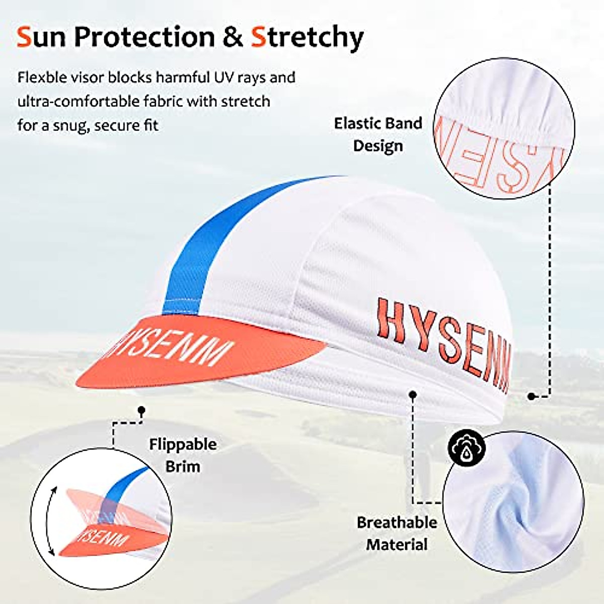 Hysenm 2 Pack Cycling Cap Helmet Liner Skull Cap for Men, Bike Hat Cycling Cap for Men Under Helmet Motorcycle Bicycle Caps Sweat Caps