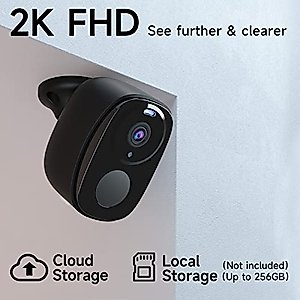 Rraycom 4Pack Security Cameras Outdoor Wireless, 2K Battery Powered Camera for Home Security, Cloud/SD(up to 256G), AI Motion Detection, Color Night Vision,2-Way Audio, Compatible with Alexa Black