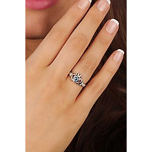 December Birth Month Sterling Silver Claddagh Ring LS-SL90-12 - Size: 8 Made in Ireland.