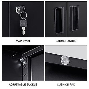 iCHENGGD Metal Storage Cabinet with 2 Door and 4 Adjustable Shelves, 70.8 inch Tall Steel Cabinet for Warehouse, Garage, Home, Office,Easy Assemble Required (Black)