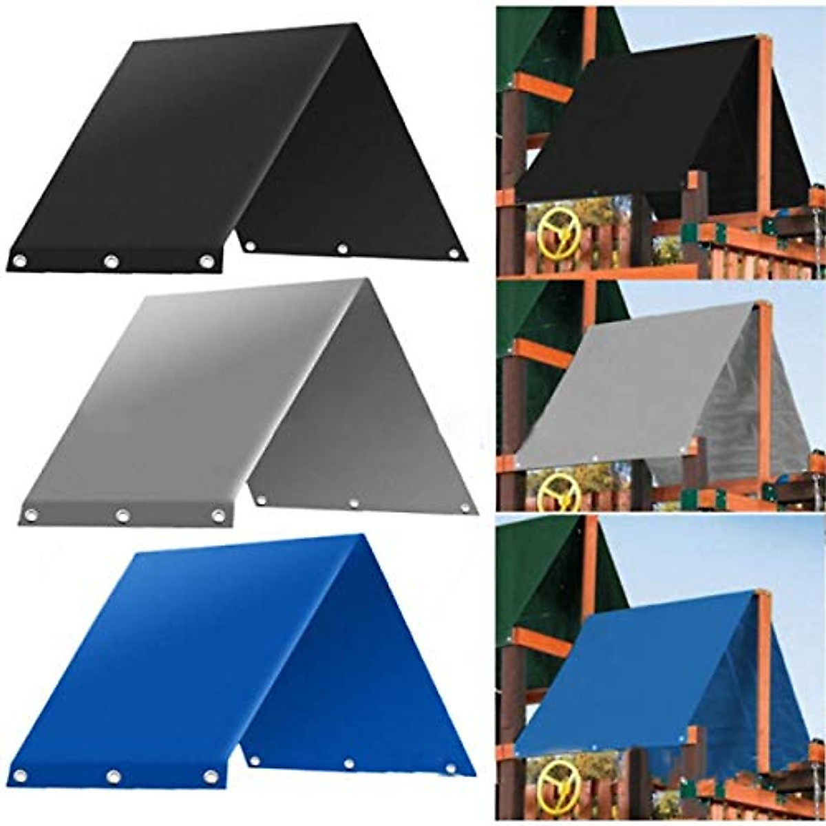 Ruiqas Playground Replacement Canopy, 52x89 Waterproof UV-Resistant 190T Silver-Coating Polyester Kids Playground Tarp Cover for Swing Set Garden Patio
