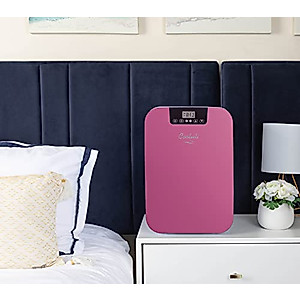 Cooluli 20L Mini Fridge For Bedroom - Car, Office Desk & College Dorm Room - Glass Front & Digital Temperature Control - Small 12v Refrigerator for Food, Drinks, Skincare, Beauty & Breast Milk (Pink)