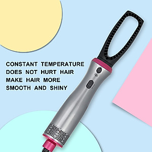 Simeiyue Hair Dryer Brush, Blow Dryer & Volumizer Styler Hot Air Brush, Negative Ionic Electric Hair Curler Straightener Brush, Detachable & Interchangeable Brush Head (Gray&Pink), BY-812