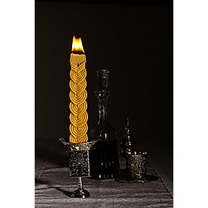 Braided Beeswax Havdalah Candle - Wide Rounded Chevron Braid - Hand Dipped Bees Wax Braided - Shabbat Judaica Gift