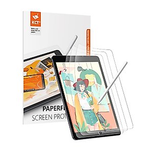 KCT 3 PACK Paperfeel Screen Protector Compatible with iPad 9th/8th/7th Generation (2021/2020/2019) 10.2 Inch, Clear View, Matte Film for Drawing Anti Slip/Scratch Resistant/Bubbles Free